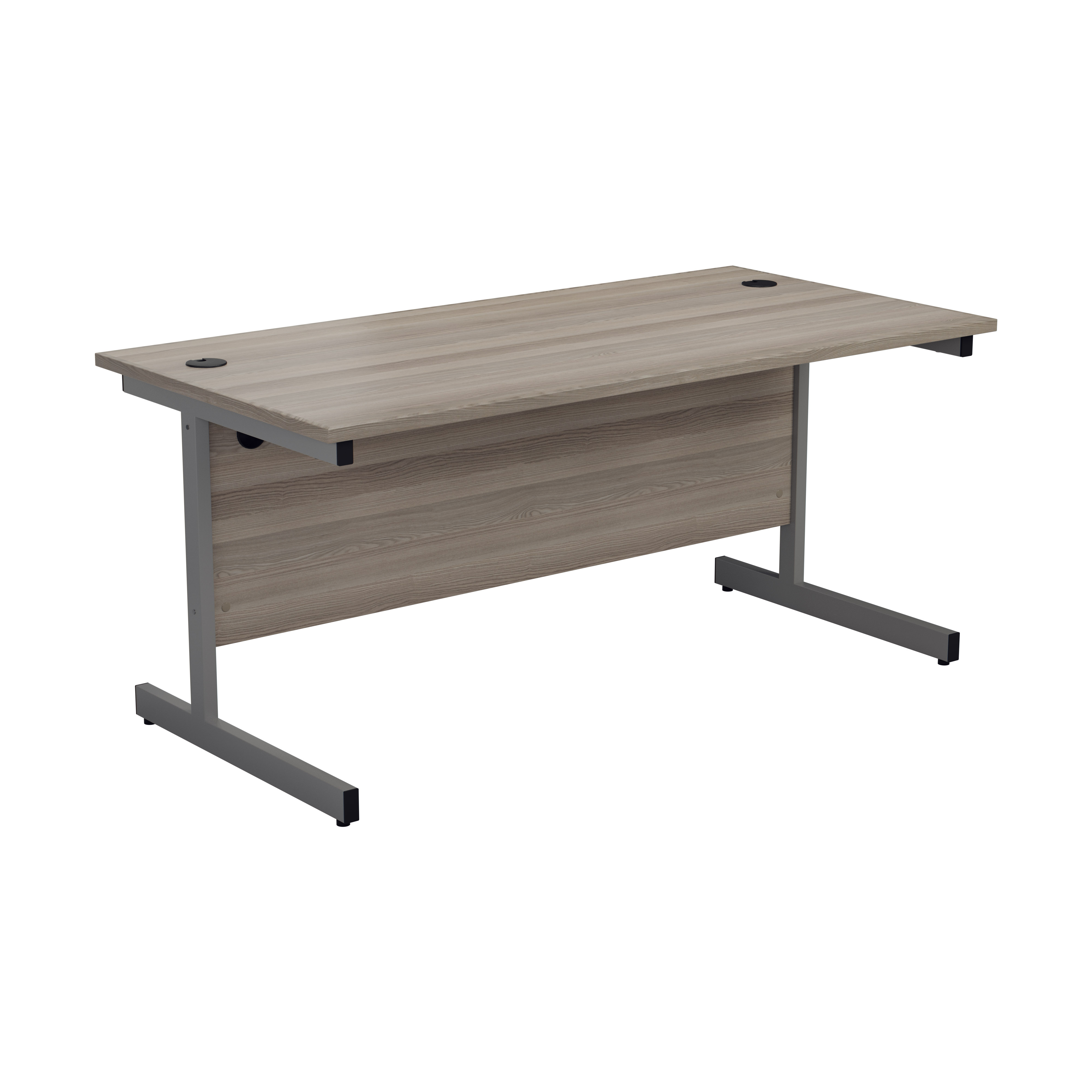 RZ Rectangular Office Desk, 80 cm Deep, Silver Legs, Grey Oak, 4 Widths ...